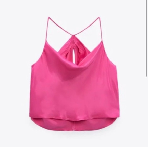 Zara | Tops | Zara Hot Pink Satin Camisole Top | Poshmark